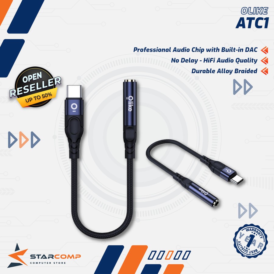 Jual Olike ATC1 Audio Adapter Type-C to AUX 3.5mm Converter HiFi Audio ...