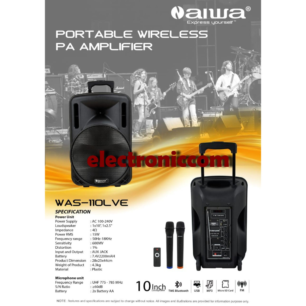 Jual Speaker Portable Meeting Wireless N AIWA WAS 110LVD / 110LVE - 10 ...