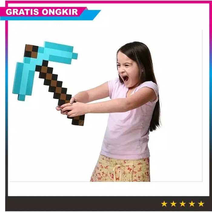 Jual Pick Axe Pickaxe Diamond Blue Minecraft / Mainan Anak Minecraft ...