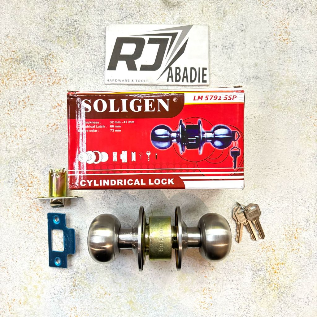 Jual Handle Gagang Pintu Kunci Bulat Stainless Set SOLIGEN LM-5791 ...