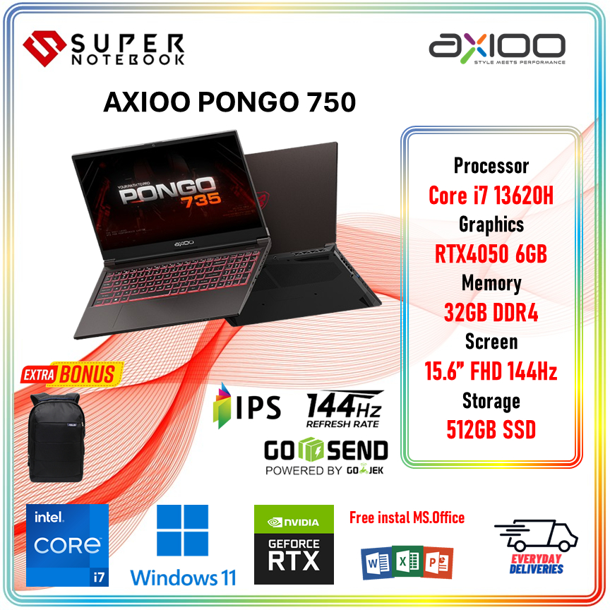 Jual Axioo Pongo 750 i7 13620H RTX4050 6GB - 32GB 512GB SSD 15.6 Full ...