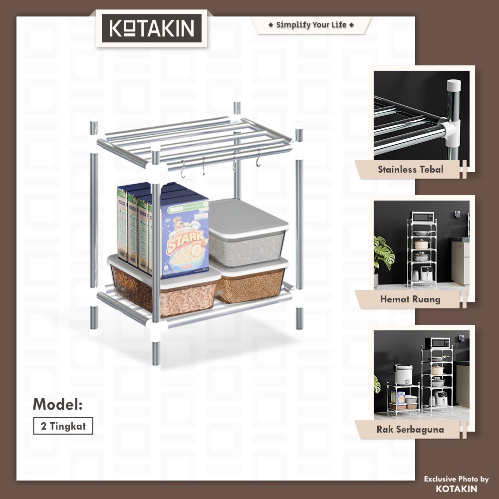Jual KOTAKIN Rak Panci Dapur 2 Susun Lemari Penyimpanan Perabotan Wajan ...