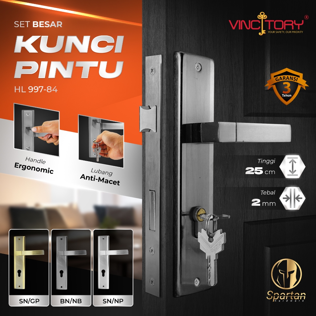 Jual Handle Gagang Tarikan Kunci Set Pintu Rumah Besar Komplit Body 25 ...