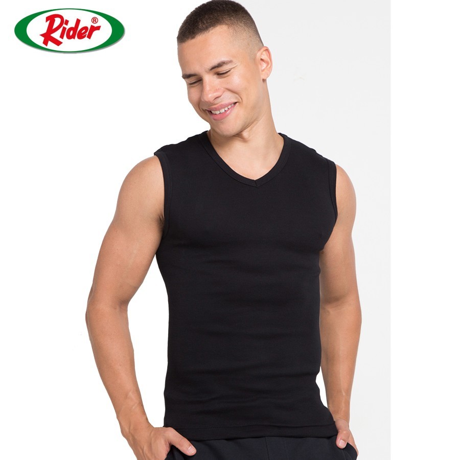Jual Rider Sleeveless - Tanktop Pria V-Neck R226BWH Hitam isi 1 Pc ...
