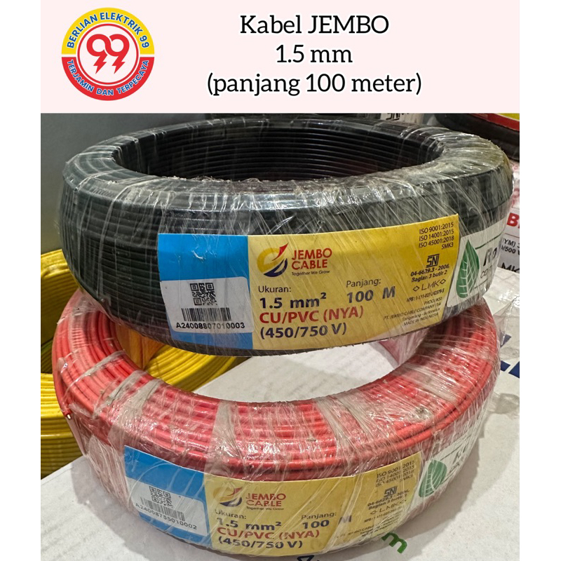Jual kabel jembo nya 1,5mm (1roll 100meter)/ JEMBO NYA 1,5MM | Shopee Indonesia