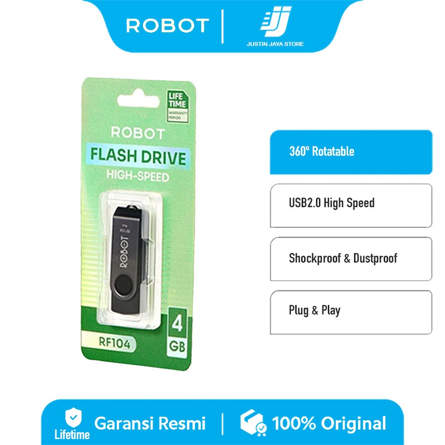 Jual ROBOT RF104 Flashdisk 4GB Real Capacity Dustproof Plug and Play Garansi Resmi Robot ...
