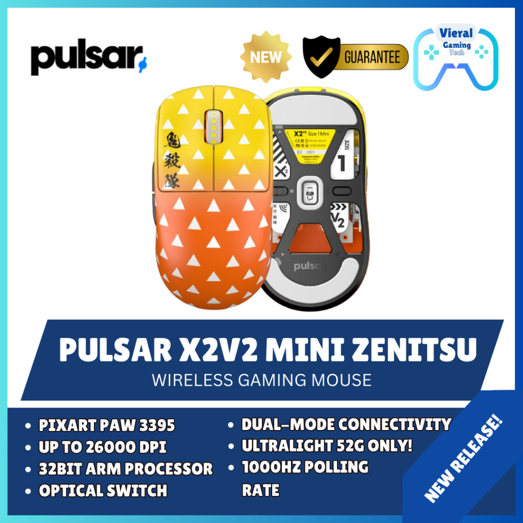 Jual Pulsar X2 V2 Mini Zenitsu Demon Slayer Edition Wireless Mouse ...