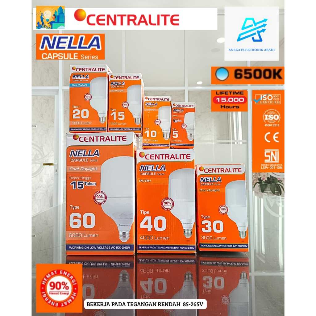 Jual Lampu Cahaya Putih Terang LED Bohlam Centralite Nella Bulb-T ...