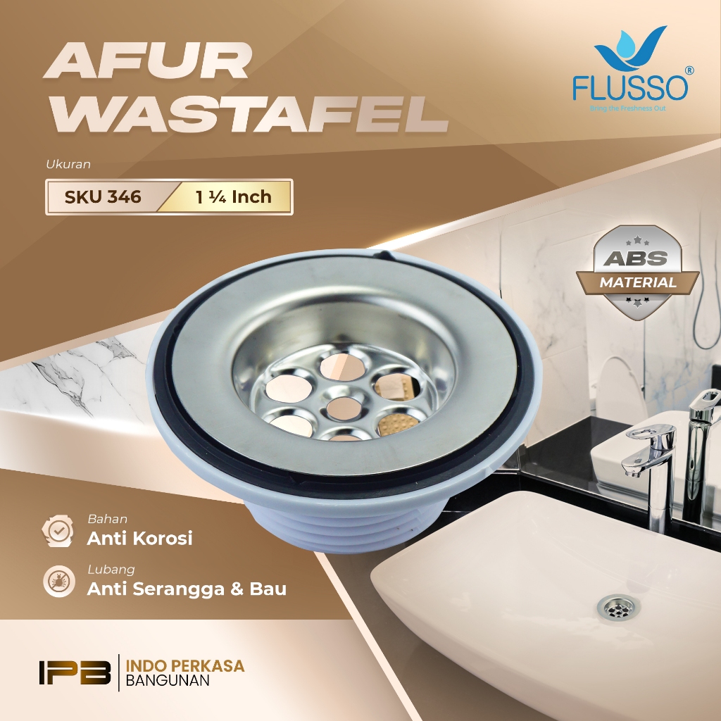 Jual FLUSSO AFUR BCP 11/2" 11/4" Saringan Wastafel Afur Wastafel Afur ...