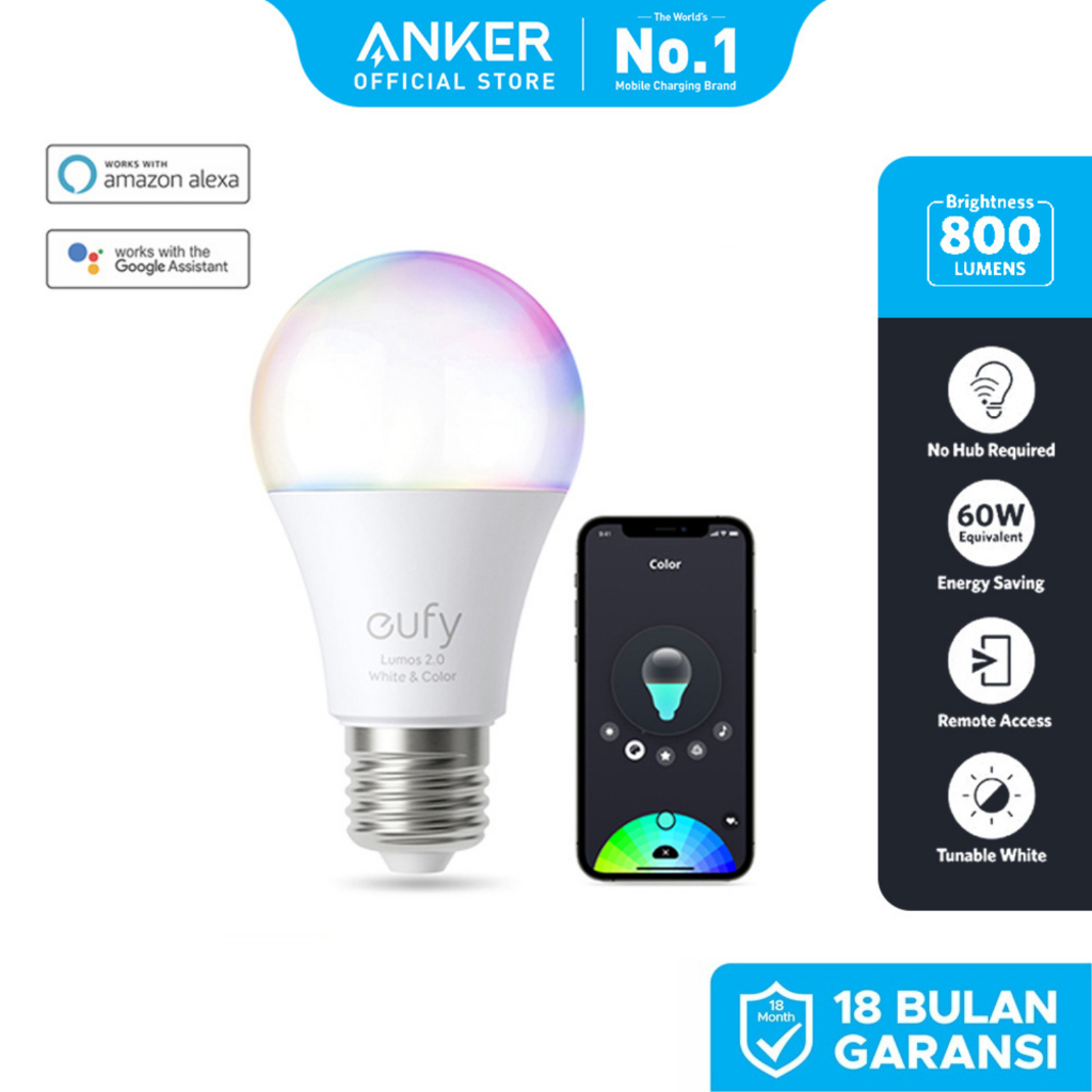Jual Eufy By Anker Lumos Smart Bulb 2.0 Tunable White Soft White To Daylight 9W - T1018 | Shopee ...