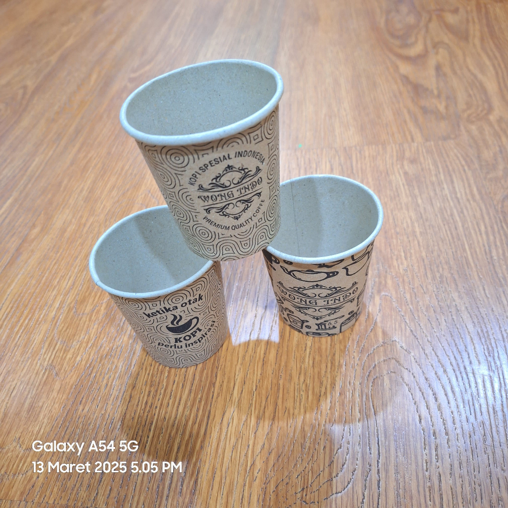 Jual [50 PCS] Paper Cup kraft 6,5oz Motif / Gelas Kertas Minuman Panas 6,5oz Kraft Motif ...
