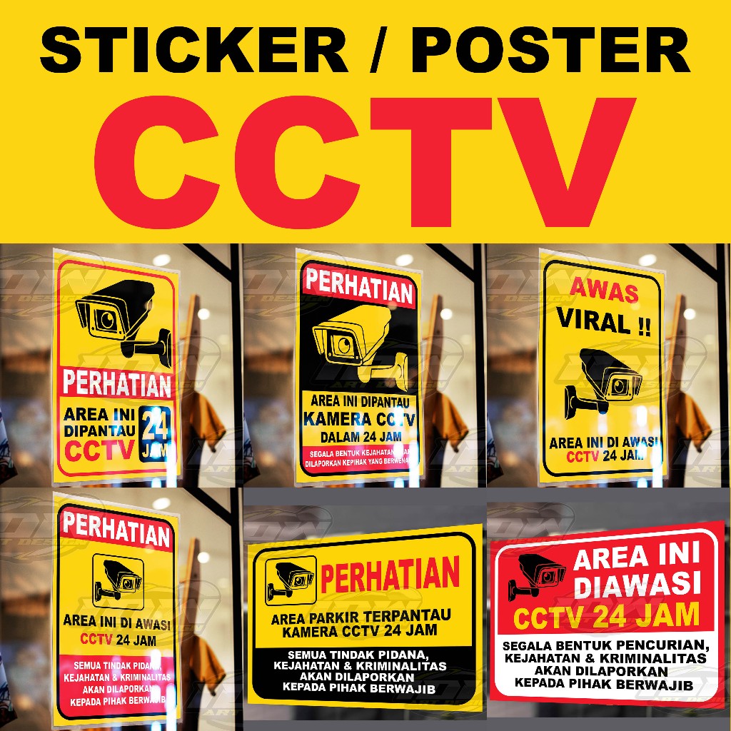 Jual STIKER / POSTER CCTV 24 JAM (AWAS CCTV, DIAWASI CCTV, PERHATIAN ...
