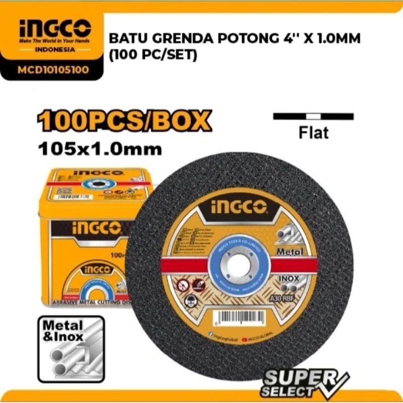 Jual BATU MATA GERINDA GRENDA POTONG CUTTING DISC 4" 1,2mm INGCO ...