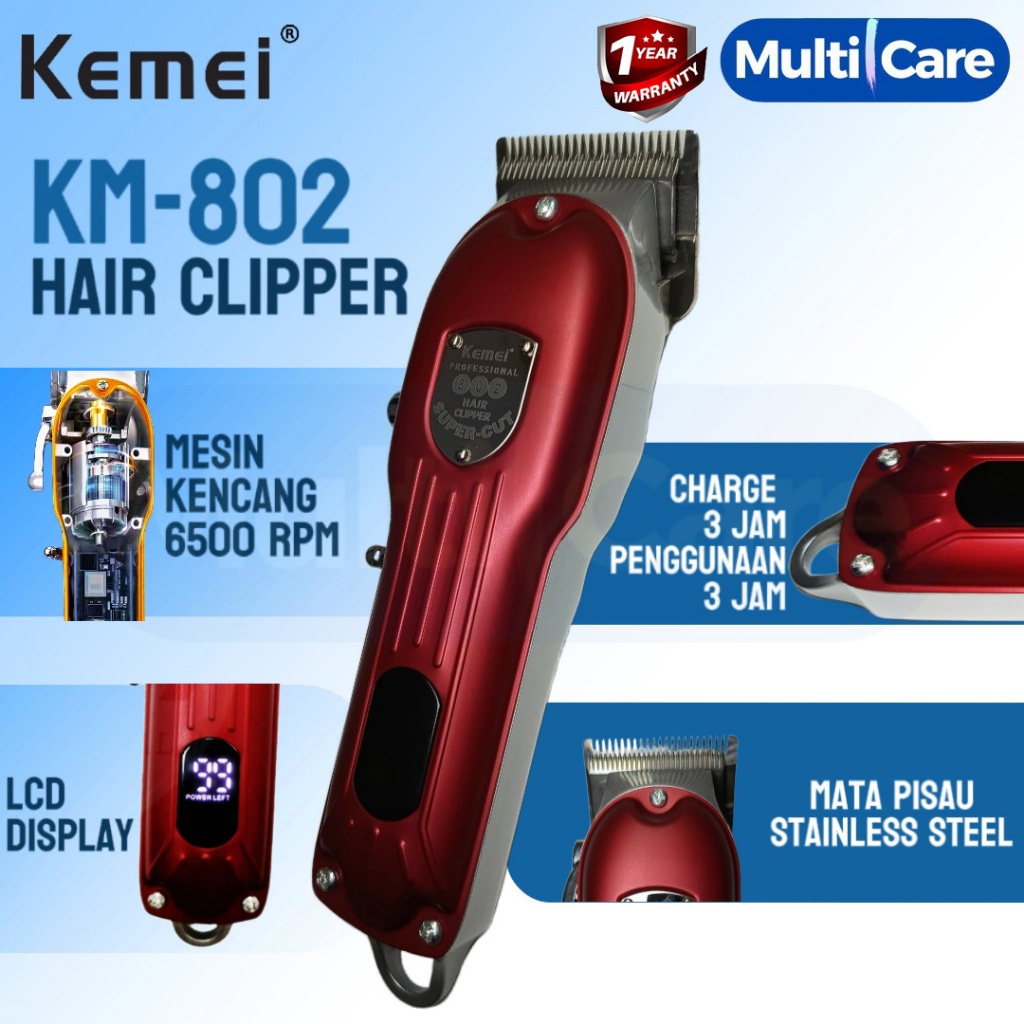 Jual Kemei KM 802 Alat Cukur Rambut Hair Clipper Taper Cukuran ...