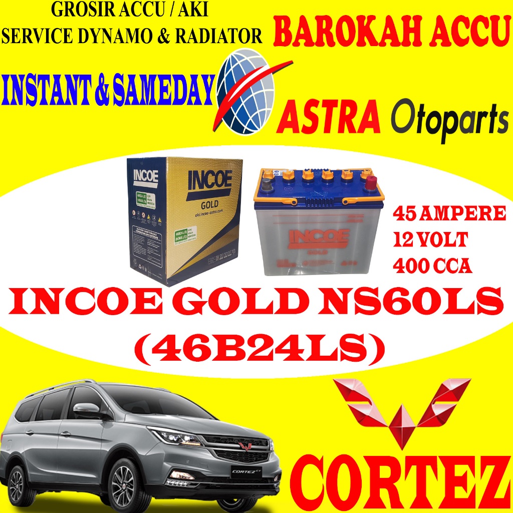 Jual AKI MOBIL WULING CORTEZ INCOE GOLD NS60LS / 46B24LS , 45 AH ASTRA OTOPARTS | Shopee Indonesia