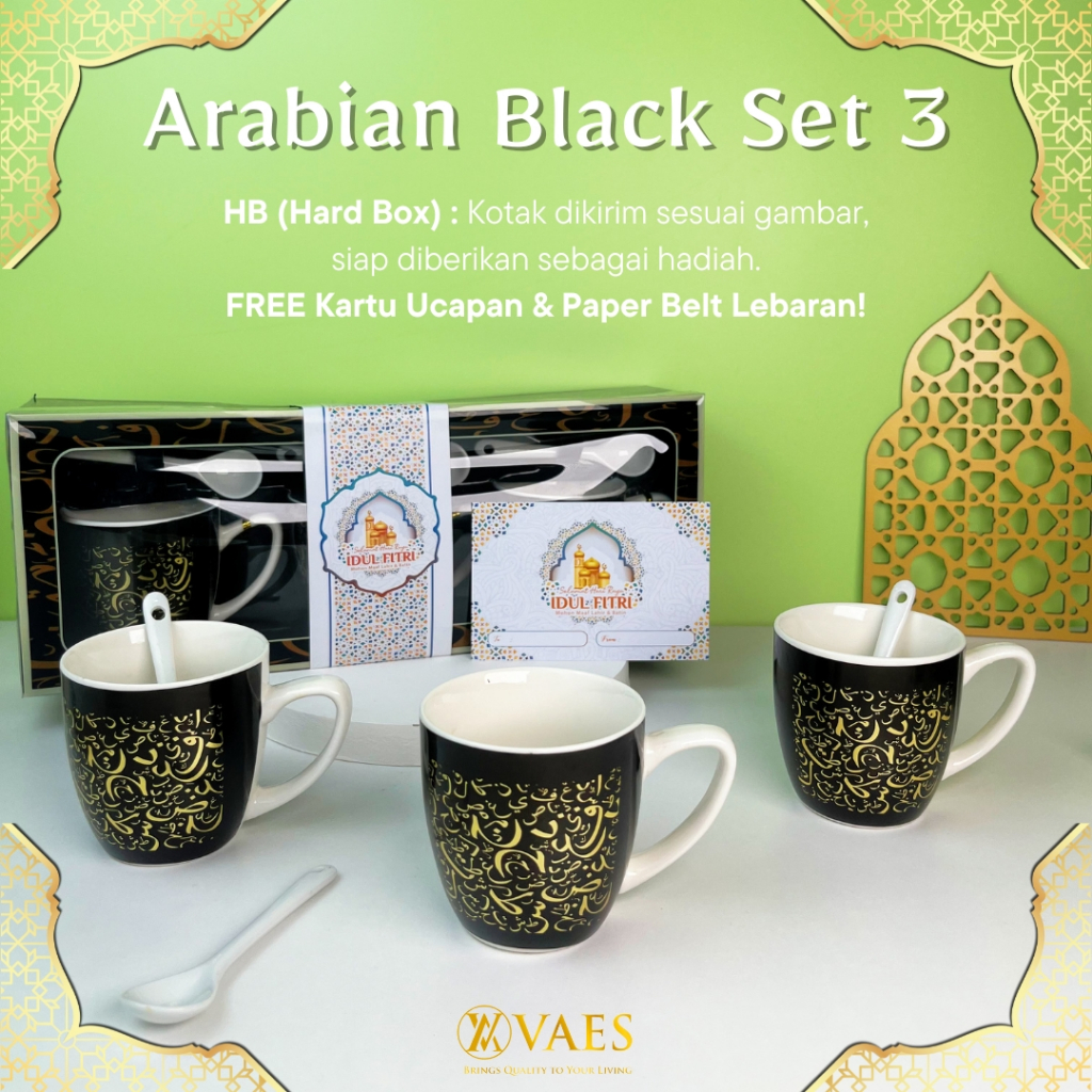Jual [VAES] Arabian Set 3 Pcs Cangkir Set Keramik Hampers Lebaran Gelas ...