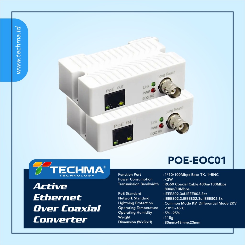 Jual Active Ethernet Over Coaxial Converter (Sepasang) - Power dari PoE ...
