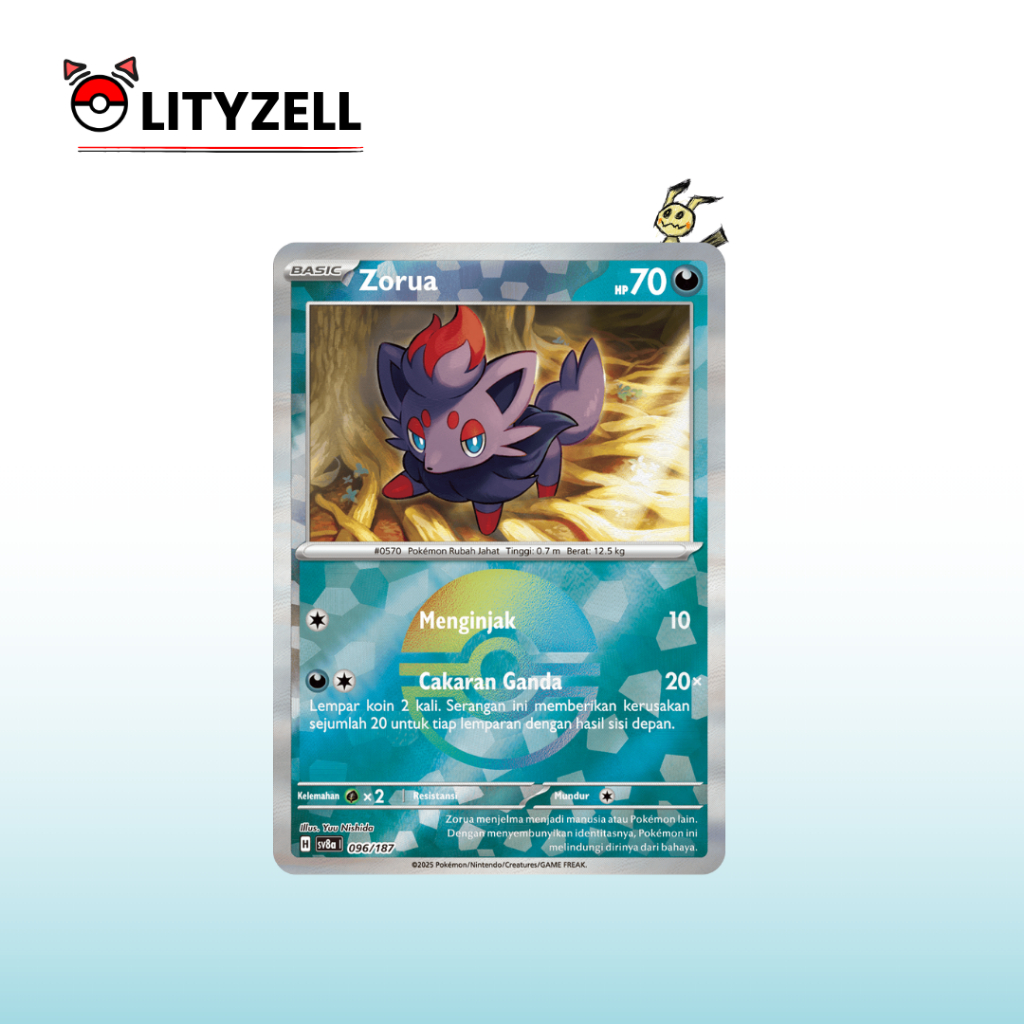 Jual 096/187 Pokeball Pokemon TCG Indonesia Zorua SV8a | Shopee Indonesia