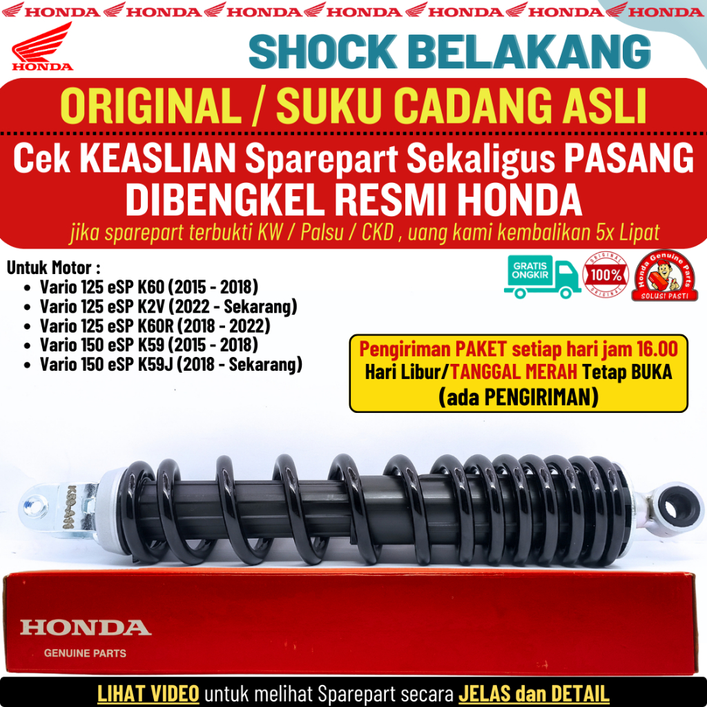 Jual Shock Shockbreaker Belakang Vario 125 LED Vario 150 Old Vario 150 New Original Honda ...