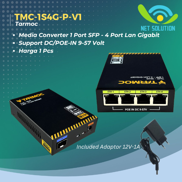 Jual Tarmoc TMC-1S4G-P-V1 | Media Converter 1 SFP - 4 LAN G POE-in (9 ...