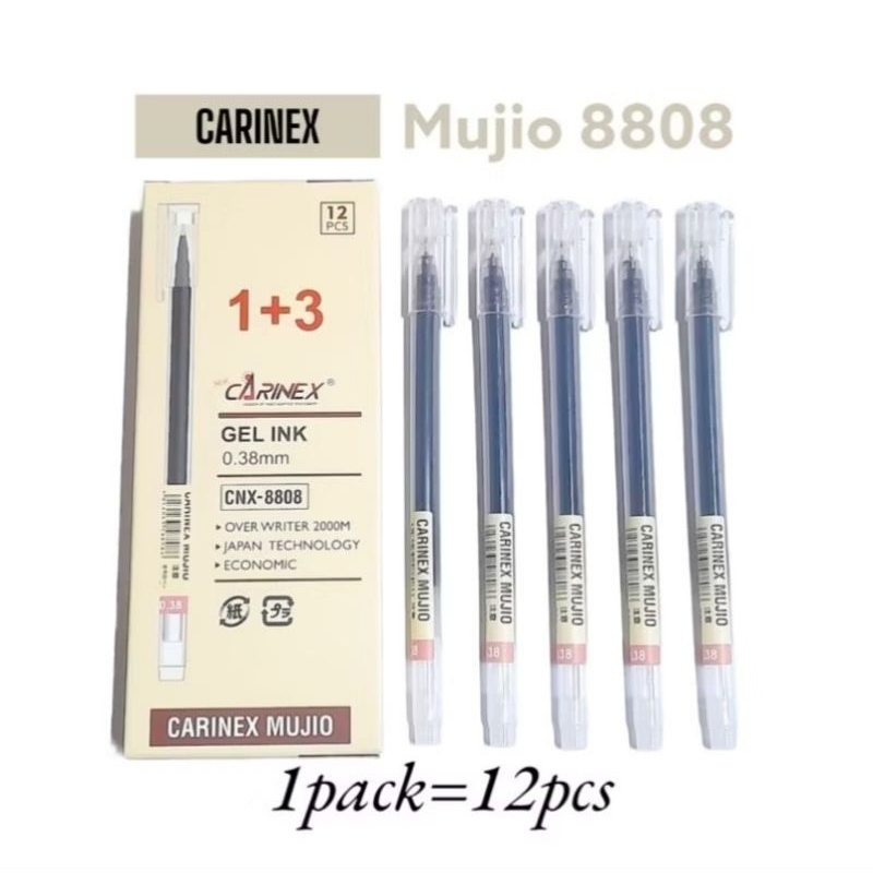 Jual Pulpen Pen Gel Mujio 8808 Carinex 0.38mm (1 Lusin) | Shopee Indonesia