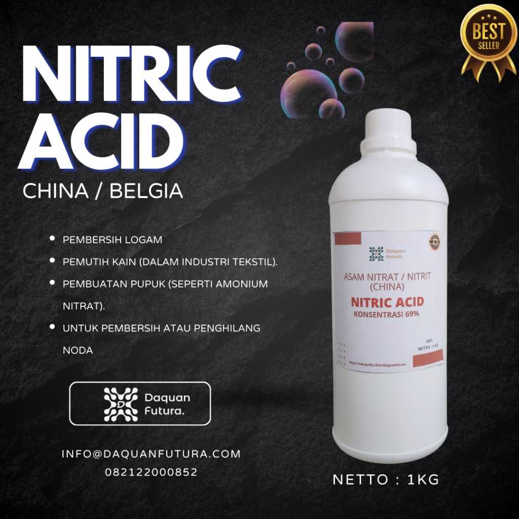 Jual Nitric Acid 1KG 1 KG Asam Nitrit Nitrat HNO3 daquan futura nitric acid | Shopee Indonesia
