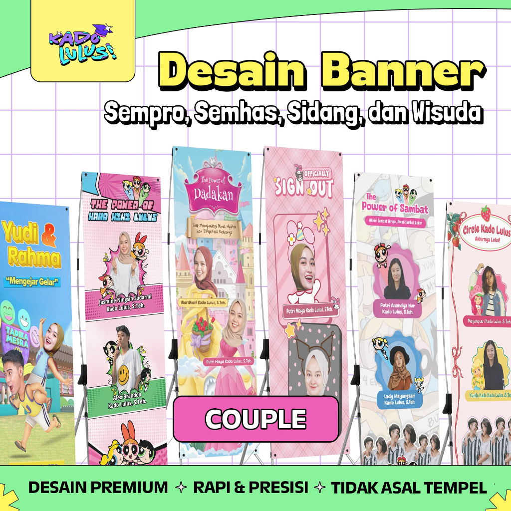 Jual [COUPLE] KADO LULUS Banner Spanduk Sidang Skripsi Wisuda Sempro ...