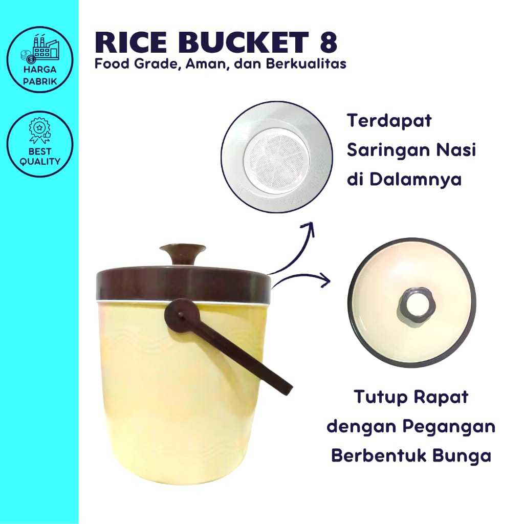 Jual RICE BUCKET USA | 30L | 17L | 8L | 6L | Termos USA cream | Rice ...