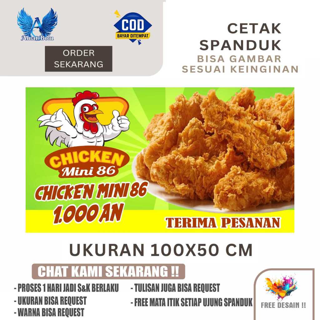 Jual Cetak Spanduk Banner CHICKEN MINI 1000 AN Costom Desain | Shopee ...
