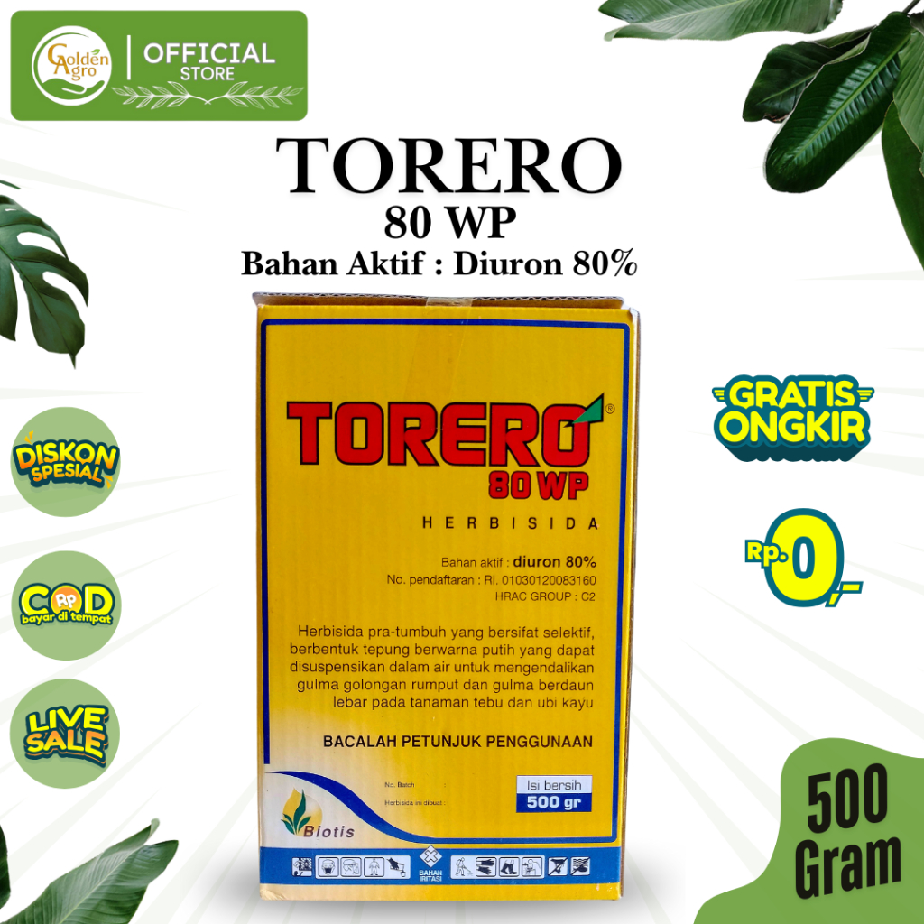 Jual TORERO 80 WP 500GR GR HERBISIDA LULANGAN BAHAN AKTIF DIURON ...