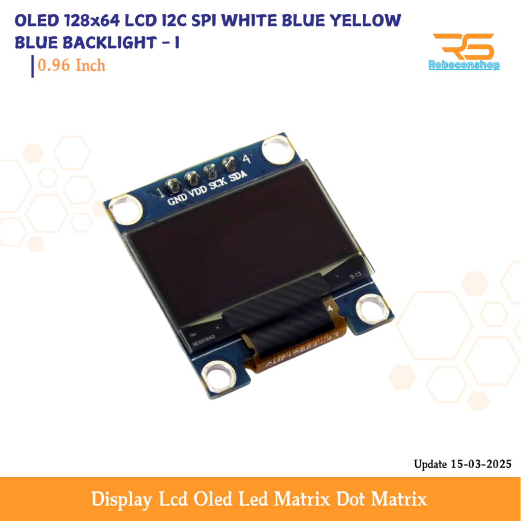 Jual OLED 128x64 LCD I2C SPI 0.96 INCH WHITE BLUE YELLOW BLUE BACKLIGHT ...