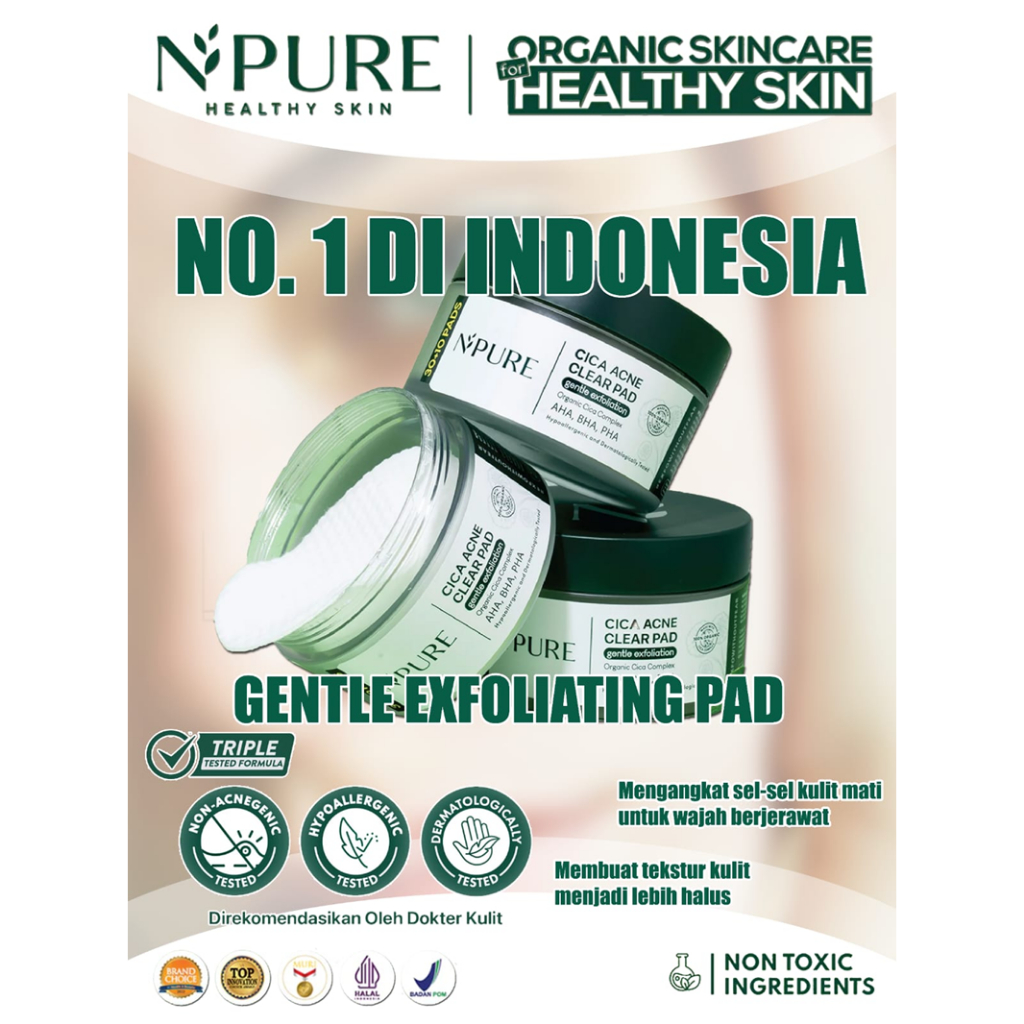 Jual NPURE Gentle Exfoliation Pad / Acne Clear Pad Cica / Kapas ...