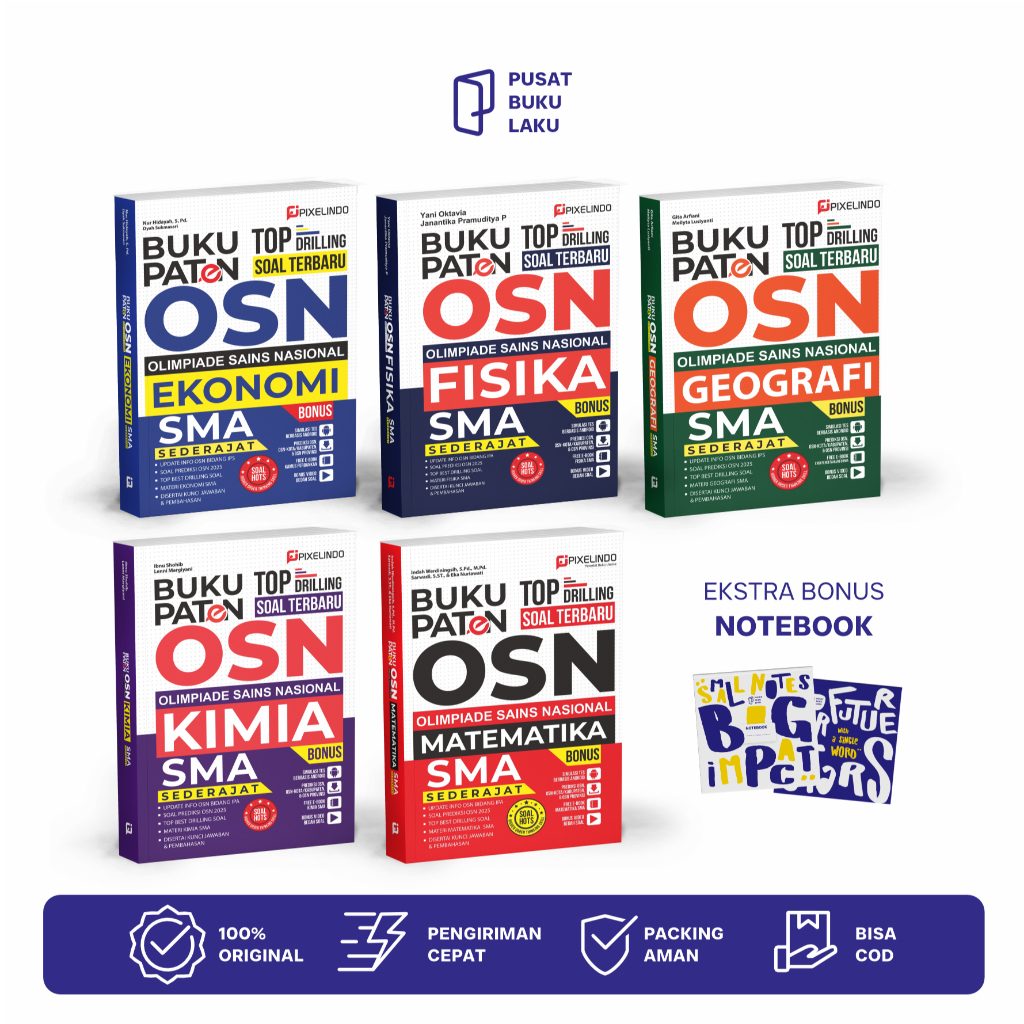 Jual BUKU OSN SMA/MA - PREDIKSI SOAL OSN 2025 [MATEMATIKA, FISIKA, KIMIA, EKONOMI, GEOGRAFI ...