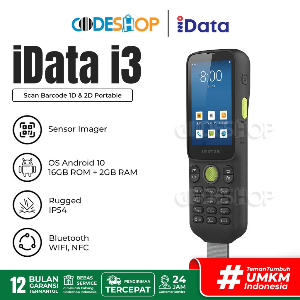 Jual iData i3 Scanner Barcode 2D Mobile Android Keypad Touchscreen ...