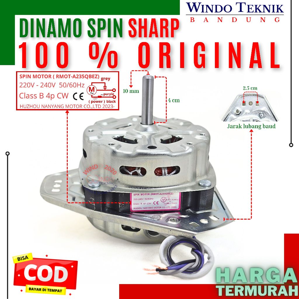 Jual DINAMO SPIN SHARP ORIGINAL | DINAMO PENGERING MESIN CUCI SHARP 2TABUNG ORI | MOTOR PEMBILAS ...