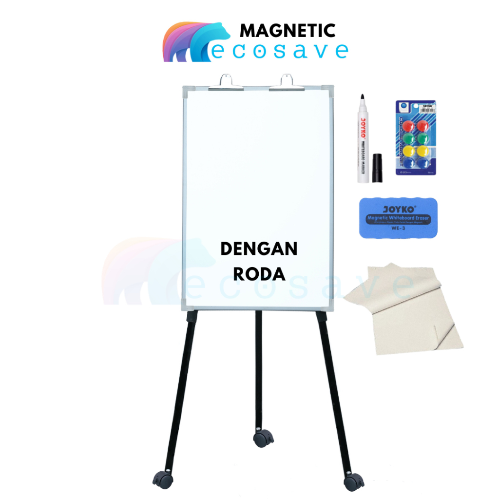 Jual Flipchart Roda Magnetic Flip Chart Whiteboard Standing Portable ...