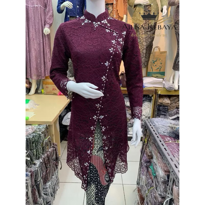 Jual Kebaya Modern/Kebaya Janggan Payet rok plisket/Tunik Brokat Payet ...