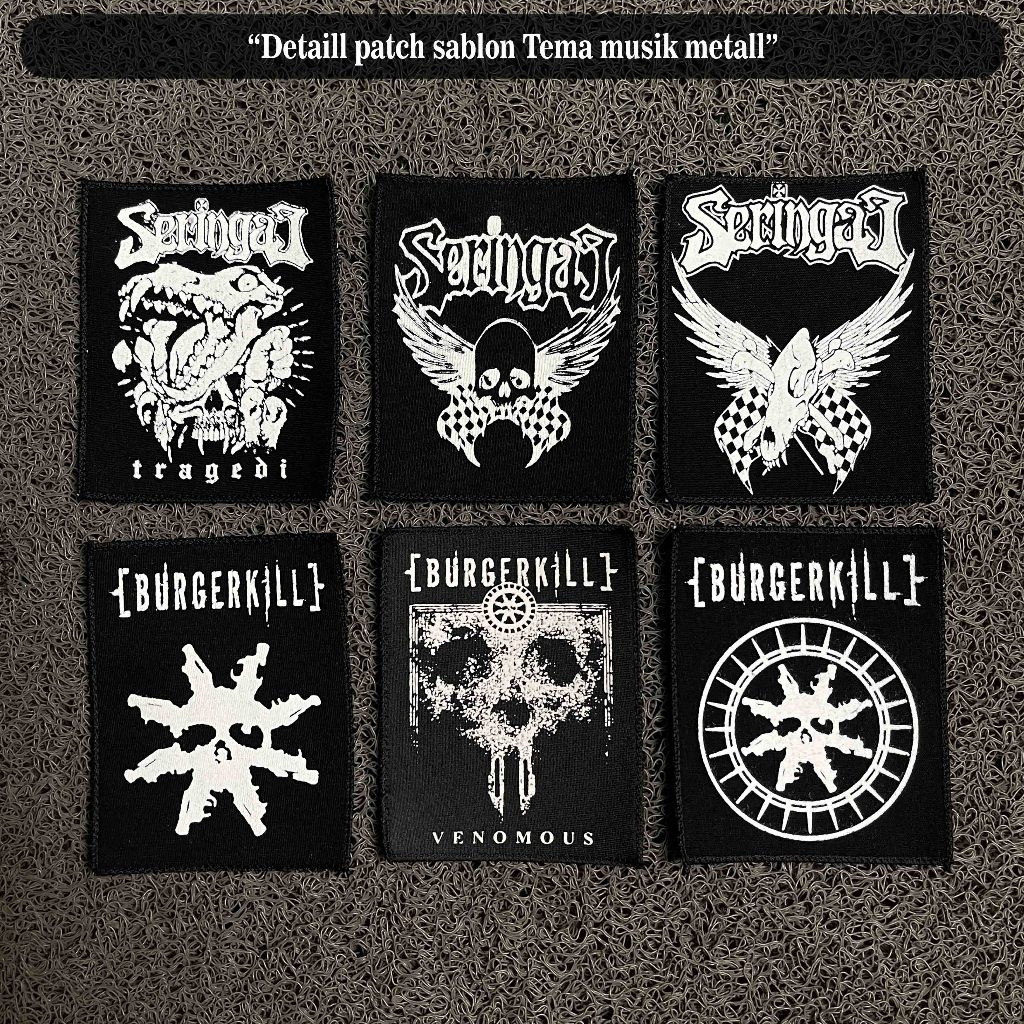 Jual Patch Sablon Burgerkill musik emblem sablon tempelan jahit aksesoris jaket iron patch band ...