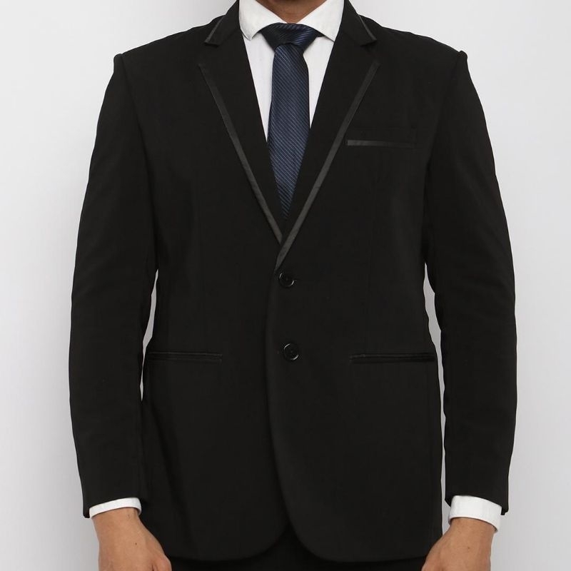 Jual Jas Wisuda Blazer Pria Hitam List Pinggir Jas Polos Jas Formal Jas Pengantin Nikah Jas ...