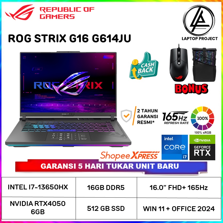 Jual Asus ROG Strix G16 G614JU Core i7-13650HX 16GB 512GB SSD RTX4050 ...