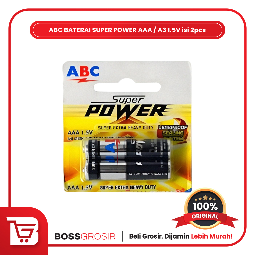 Jual Batu Baterai ABC Super Power AAA / A3 1.5V isi 2pcs | Shopee Indonesia