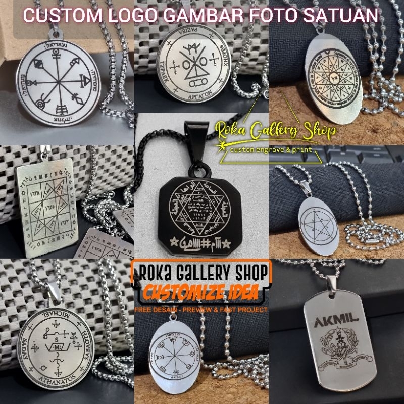 Jual kalung liontin custom gambar titanium pentacle seal of solomon ...