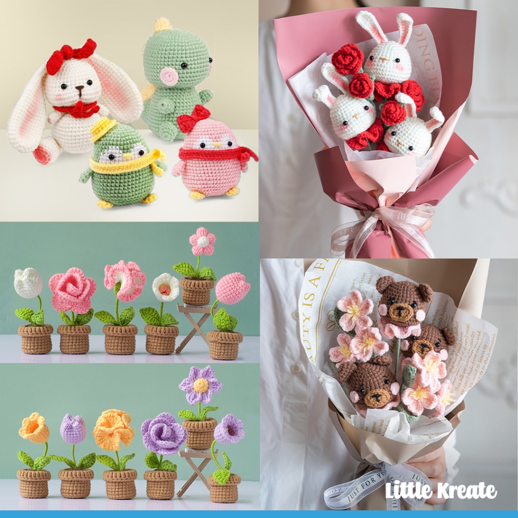 Jual DIY Flower Bouquet / Doll Crochet (BELUM JADI) - Paket Rajut Buket ...