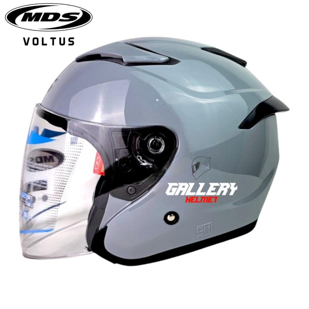 Jual Helm Mds Voltus Solid GREY GLOSSY | Helm Half Face Single Visor ...