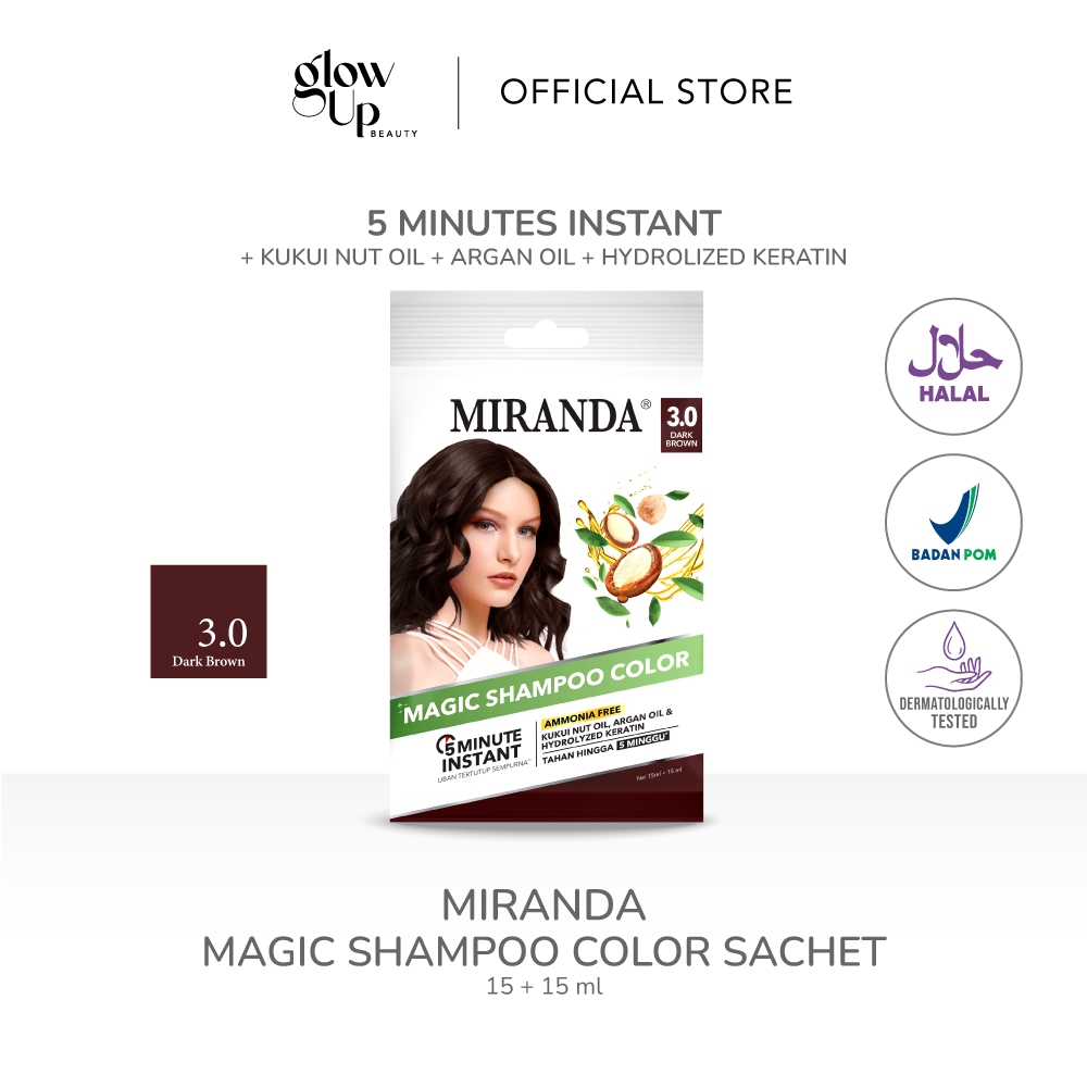Jual Miranda Magic Shampoo Color Sachet/Pewarna Rambut Instan - Dark ...