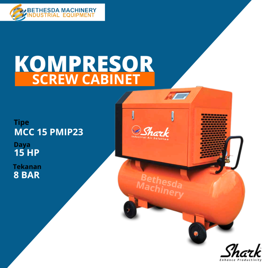 Jual Kompresor Screw Cover 15 Hp 10 Kw 3 Phase Semi Silent 8 BAR MCC15PMIP23 | Shopee Indonesia