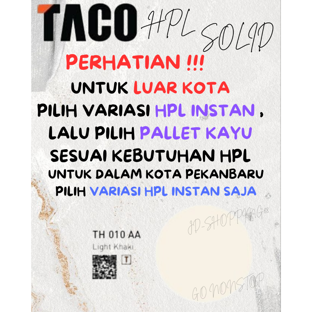 Jual (LUAR KOTA WAJIB PALLET KAYU) HPL TACO SOLID TH 010 AA | Shopee ...