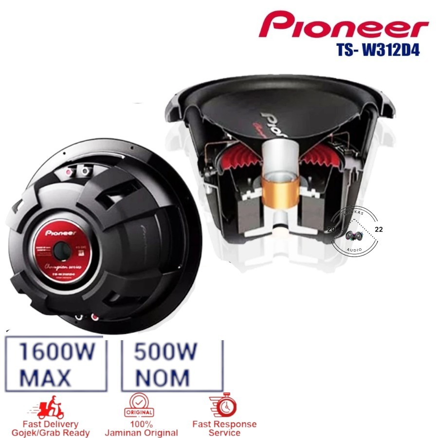 Jual Pioneer Subwoofer TS-W312D4 12 inch Double coil dual 4 ohm ...