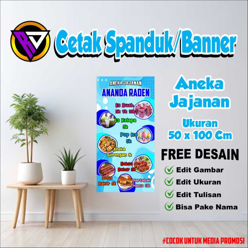 Jual Spanduk Banner Aneka Jajanan Size 50x100 Cm Costum Design | Shopee ...