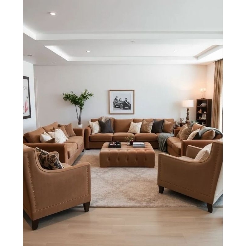 Jual sofa ruang tamu keluarga besar mewah dan luas kualitas premium ...
